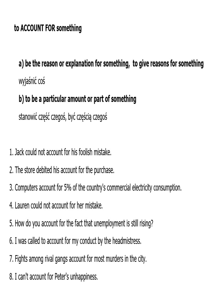 ACCOUNT FOR Example Sentences | PDF