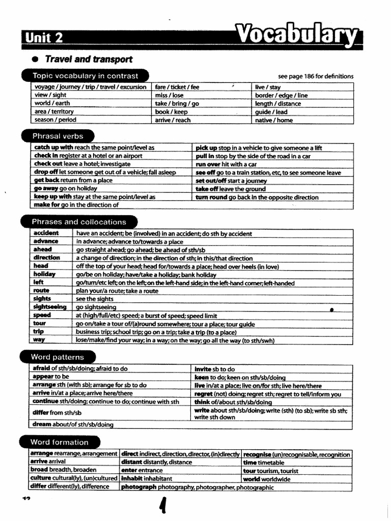Destination B2 Grammar - and - Vocabulary UNIT 2 TRAVEL and TRANSPORT STUDENT | PDF