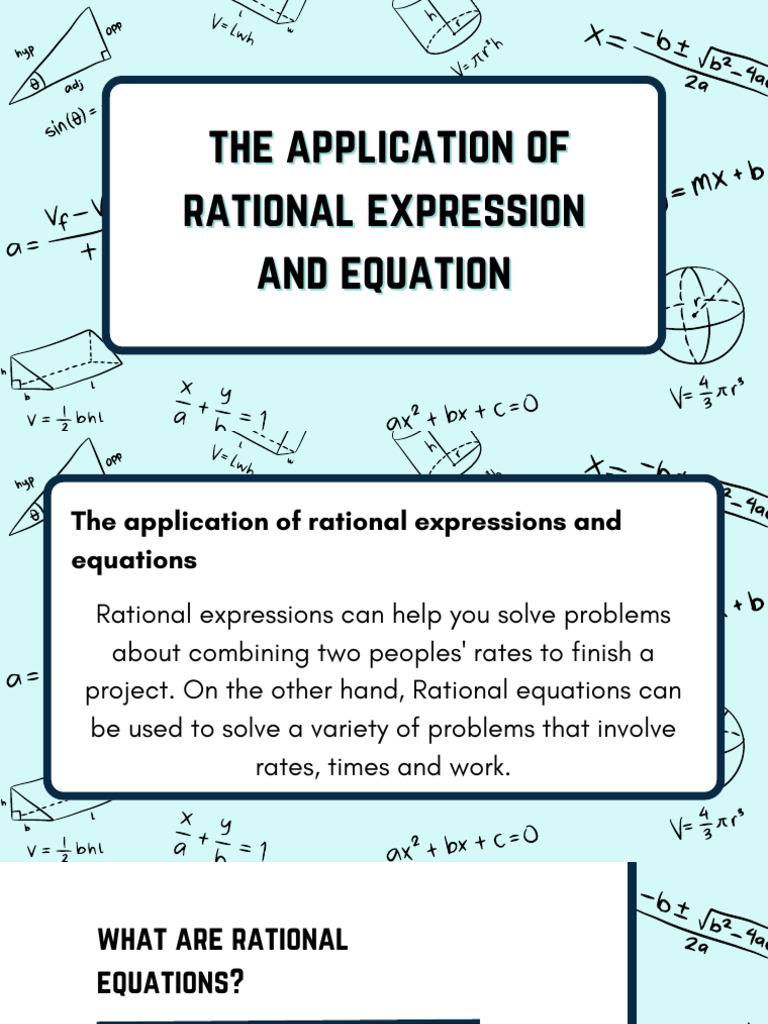 Application of Rational Expression and Equation | PDF