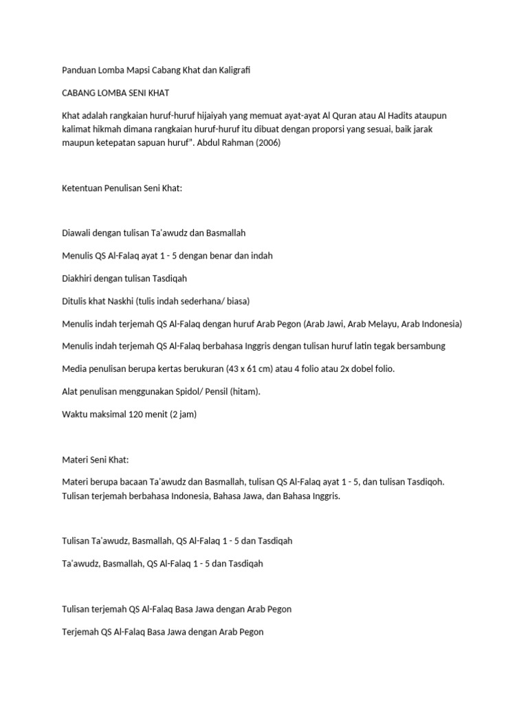 Panduan Lomba MAPSI | PDF