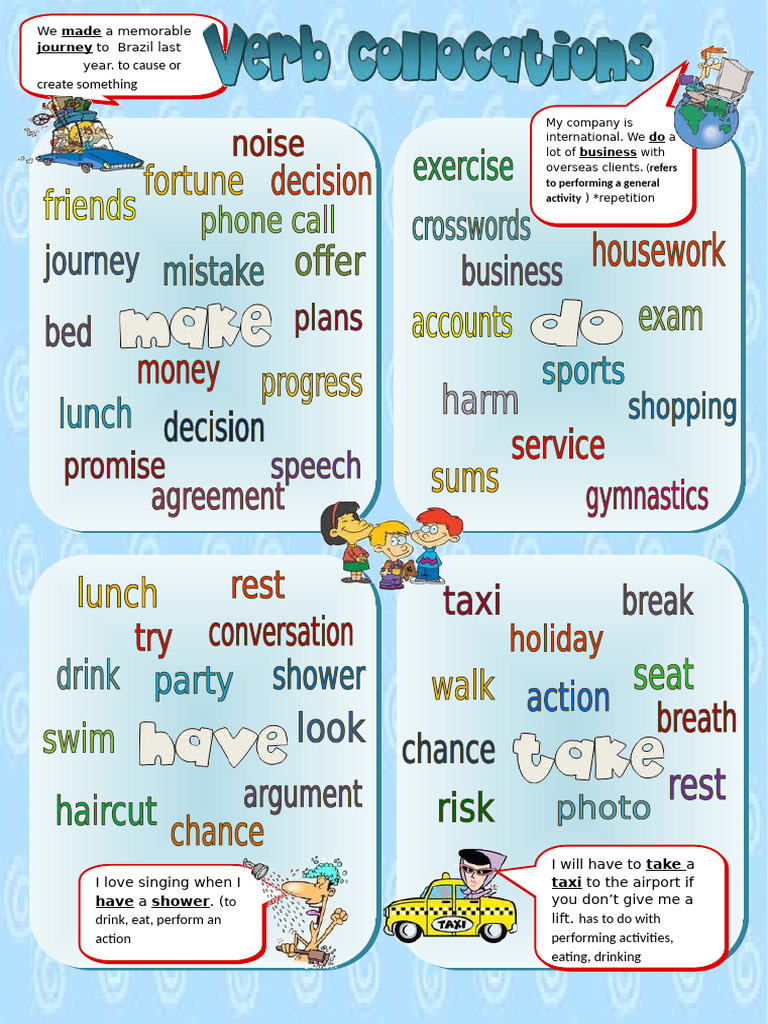 Collocations Make Do Have Take Fun Activities Games Grammar Guides ...