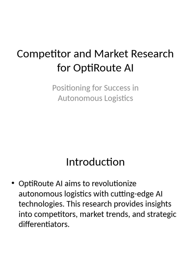 OptiRoute AI Research Presentation Corrected | PDF