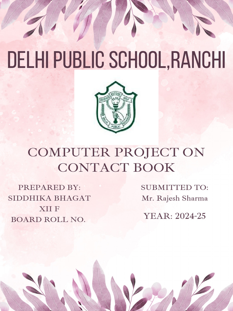 Contact Book Project Report | PDF | Data Management Software | Data ...