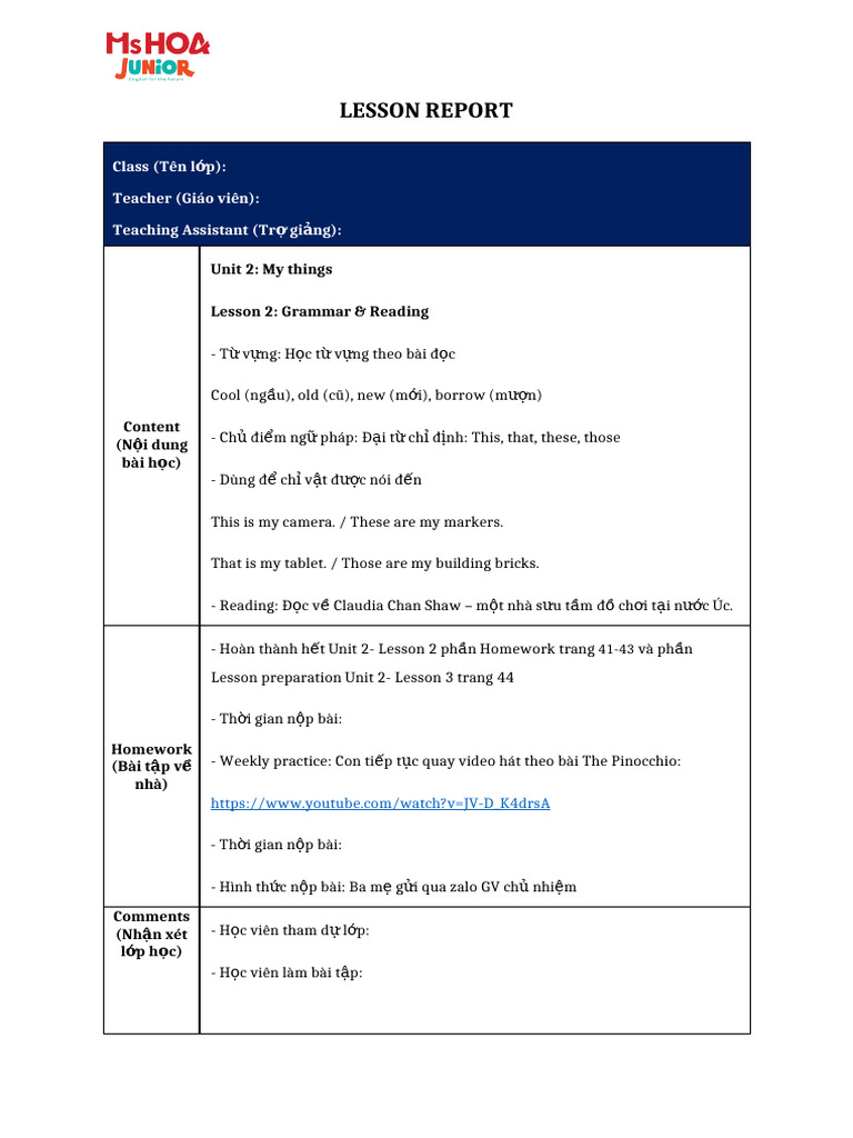 Lesson Report - U2 - l2 - Explorer 2 | PDF