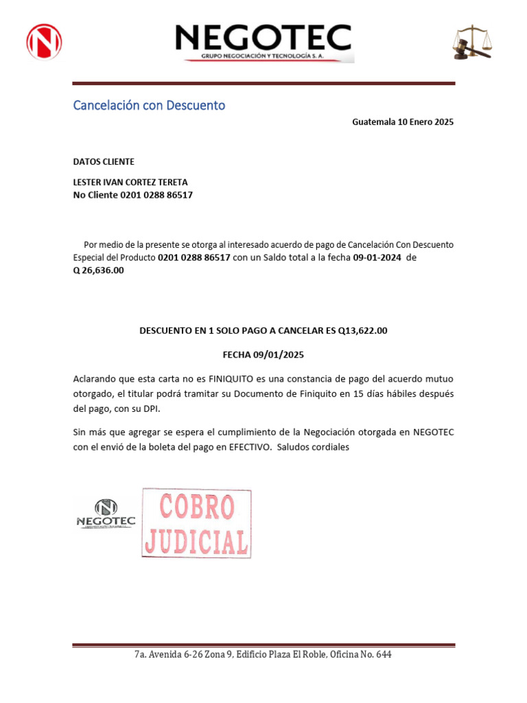 Lester Ivan Cortez Tereta Carta | PDF