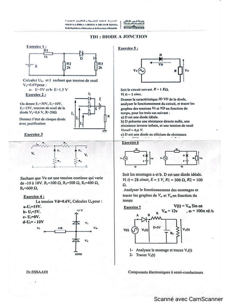 TD 1 Et Td2 Composante Électronique | PDF