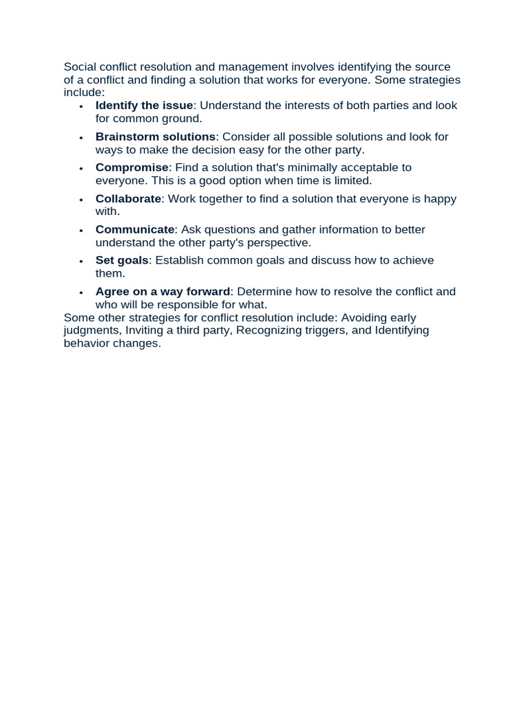 Effective Strategies for Conflict Resolution | PDF