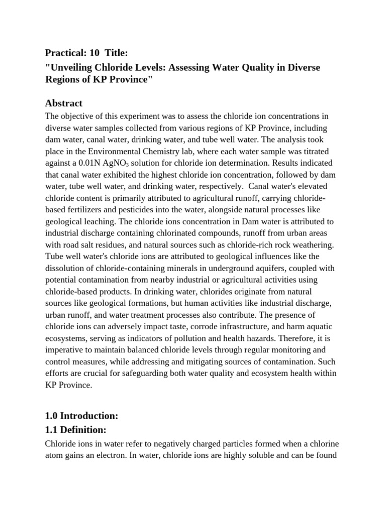 Practica1 10 | PDF | Chloride | Water Pollution