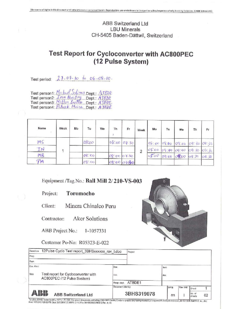 TOR-V04 - C21 - Cyclo Test Ball Mill 2 - 3BHS319078 - Modi | PDF