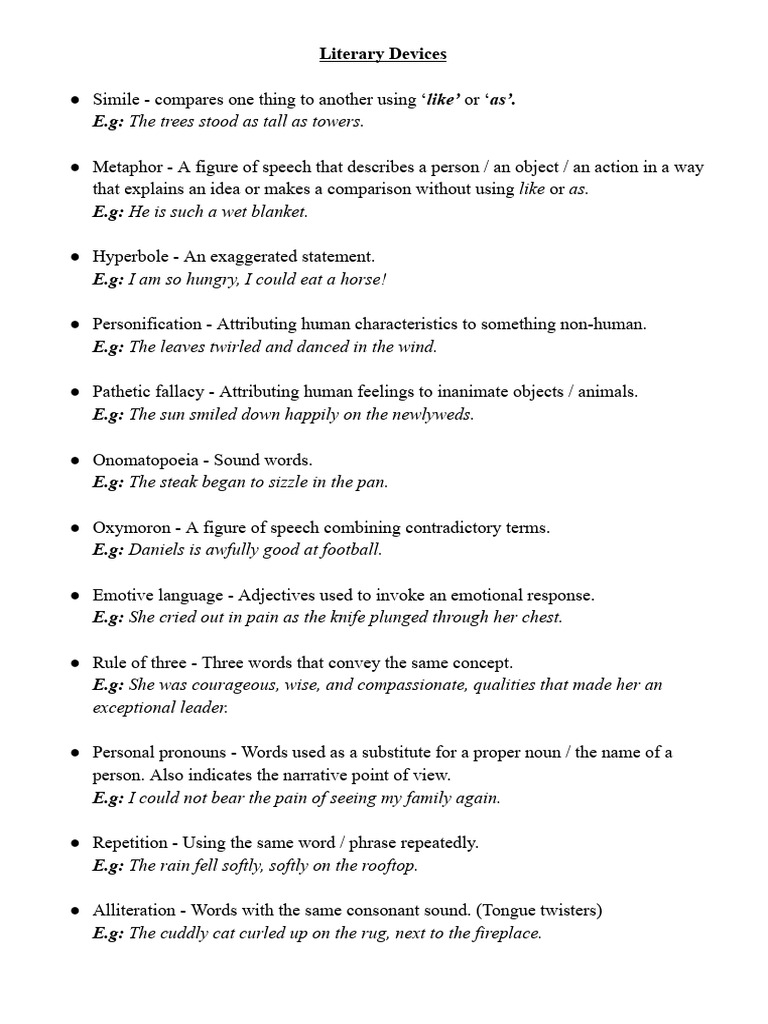 Literary Devices | PDF | Word | Linguistic Morphology