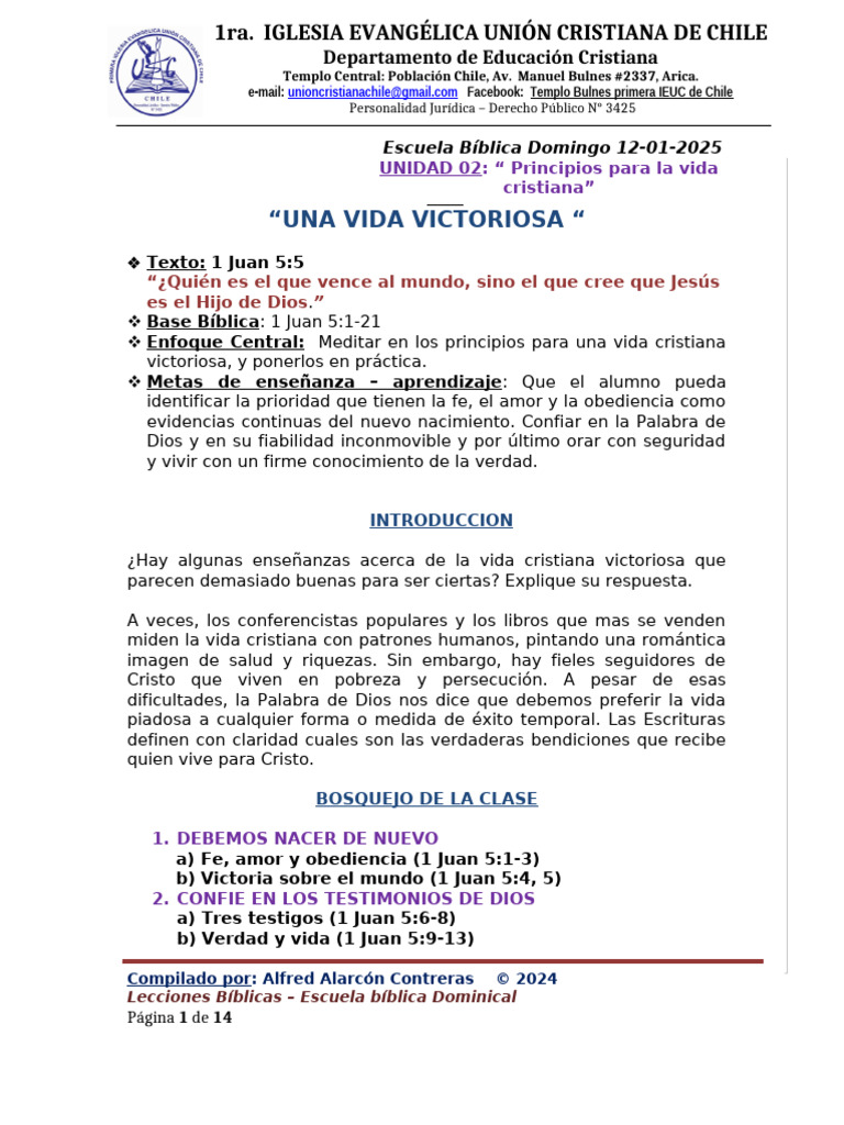 1 2 3 JUAN - UNIDAD 02 - Leccion N. 06 UNA VIDA VICTORIOSA | PDF | Vida eterna (cristianismo ...
