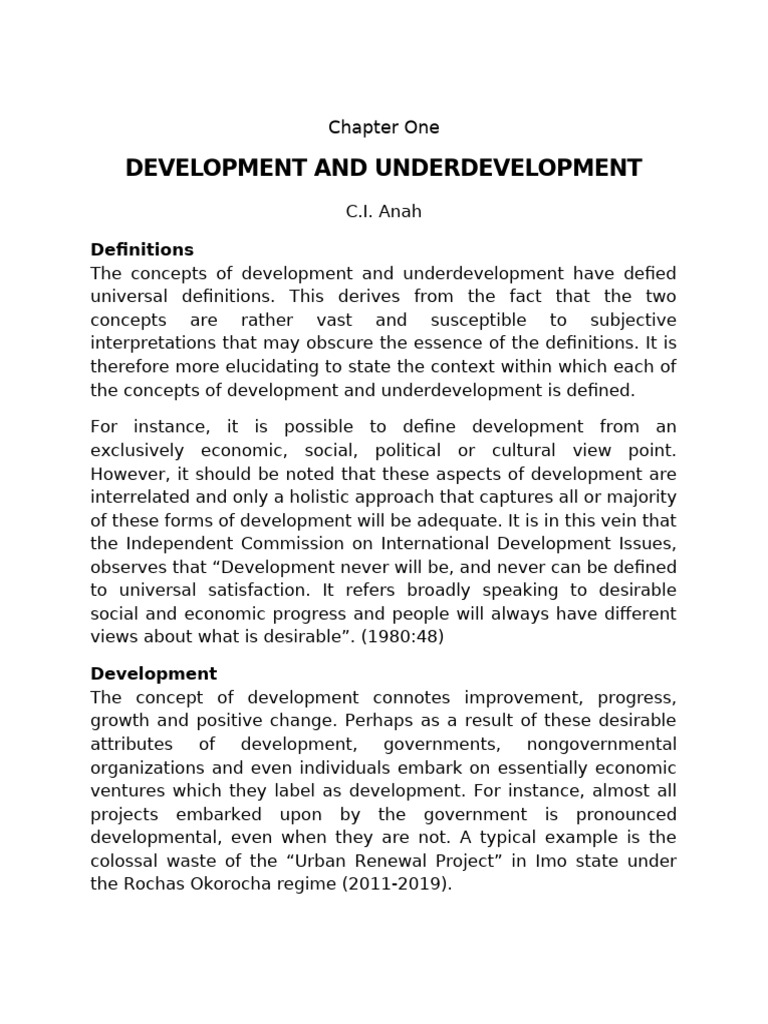 Development and Underdevelopment: Definitions | PDF | World Systems ...