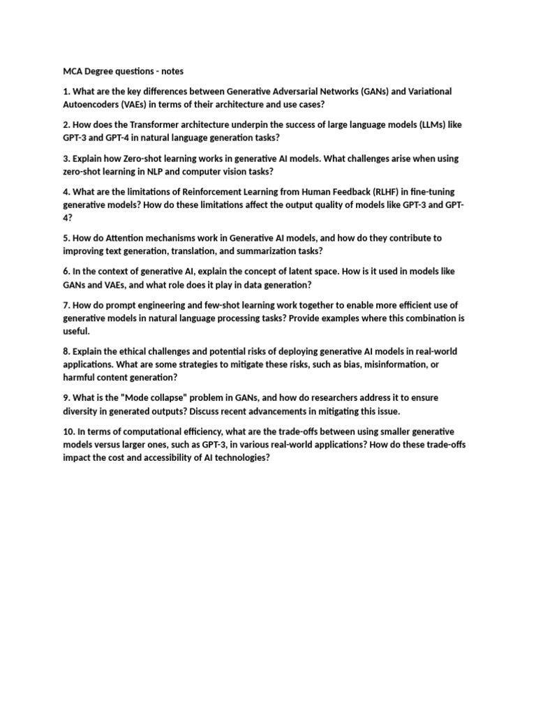 MCA Degree questions | PDF