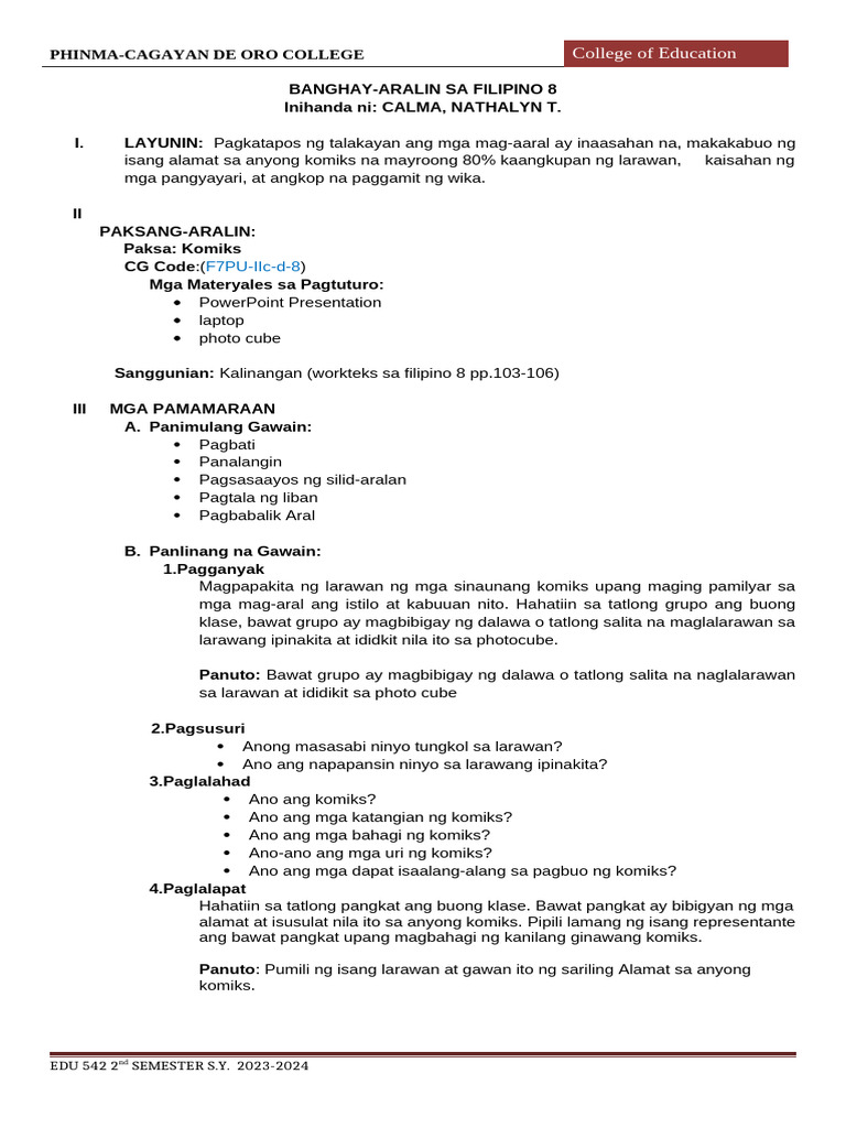 Sample LP 4as in Filipino (Komiks) Final | PDF