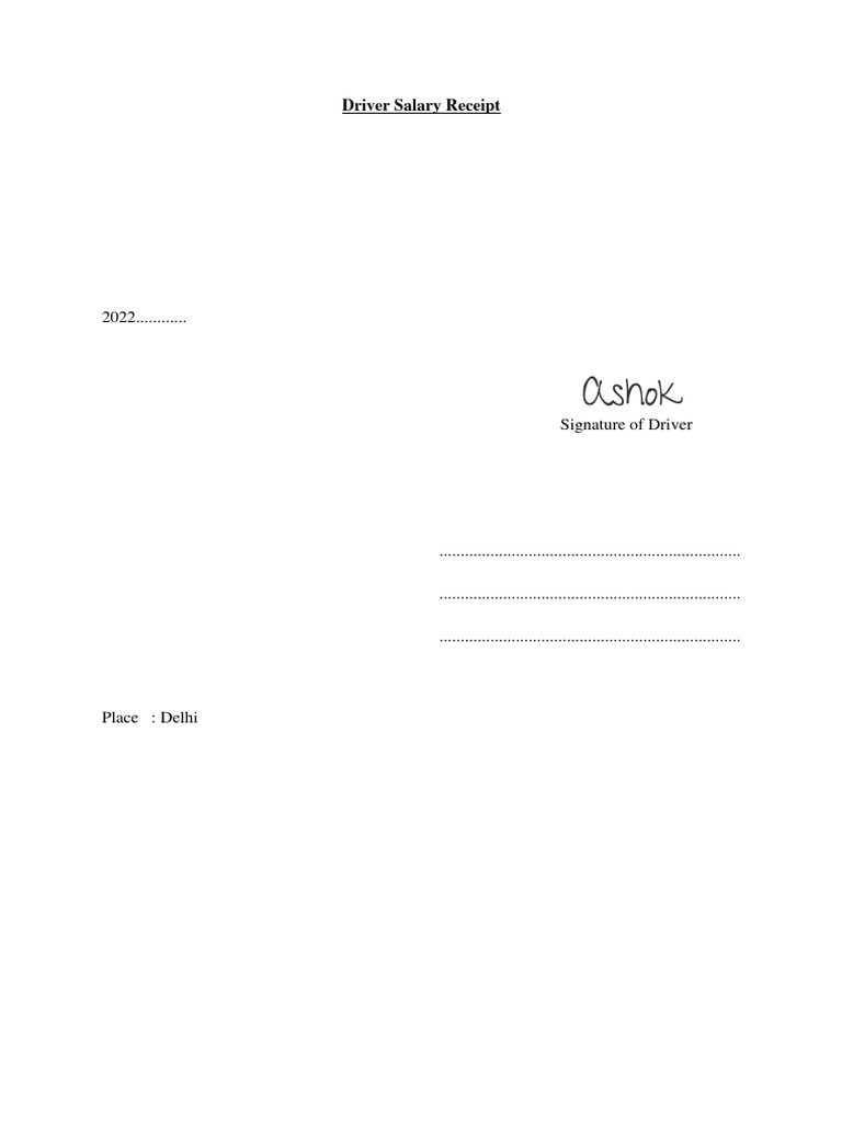 Driver Salary Receipt | PDF