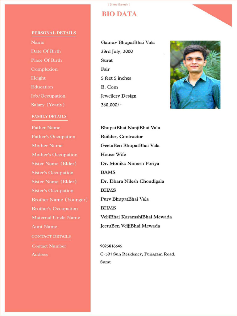 Gaurav Vala Biodata | PDF