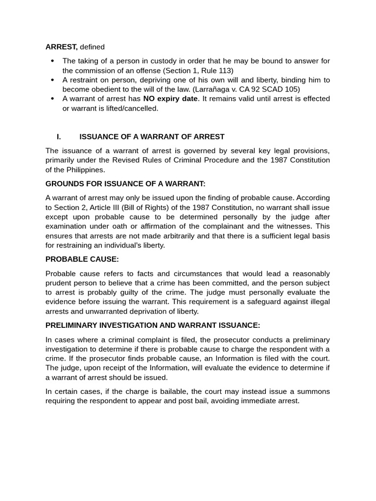 ARREST | PDF | Arrest | Probable Cause