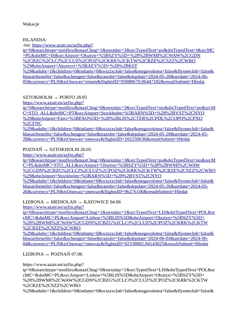 Plan Wakacji - Kopia | PDF