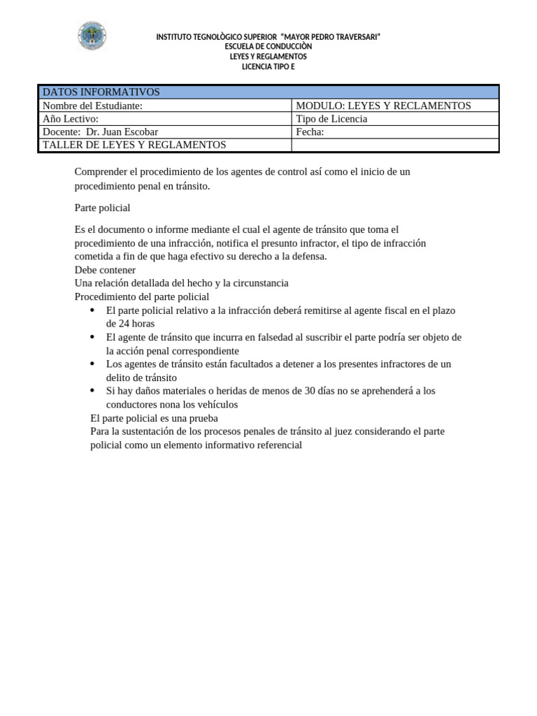 Parte Policial Modelo | PDF