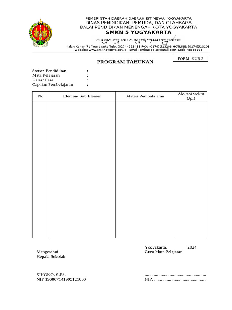 Form Program Tahunan | PDF