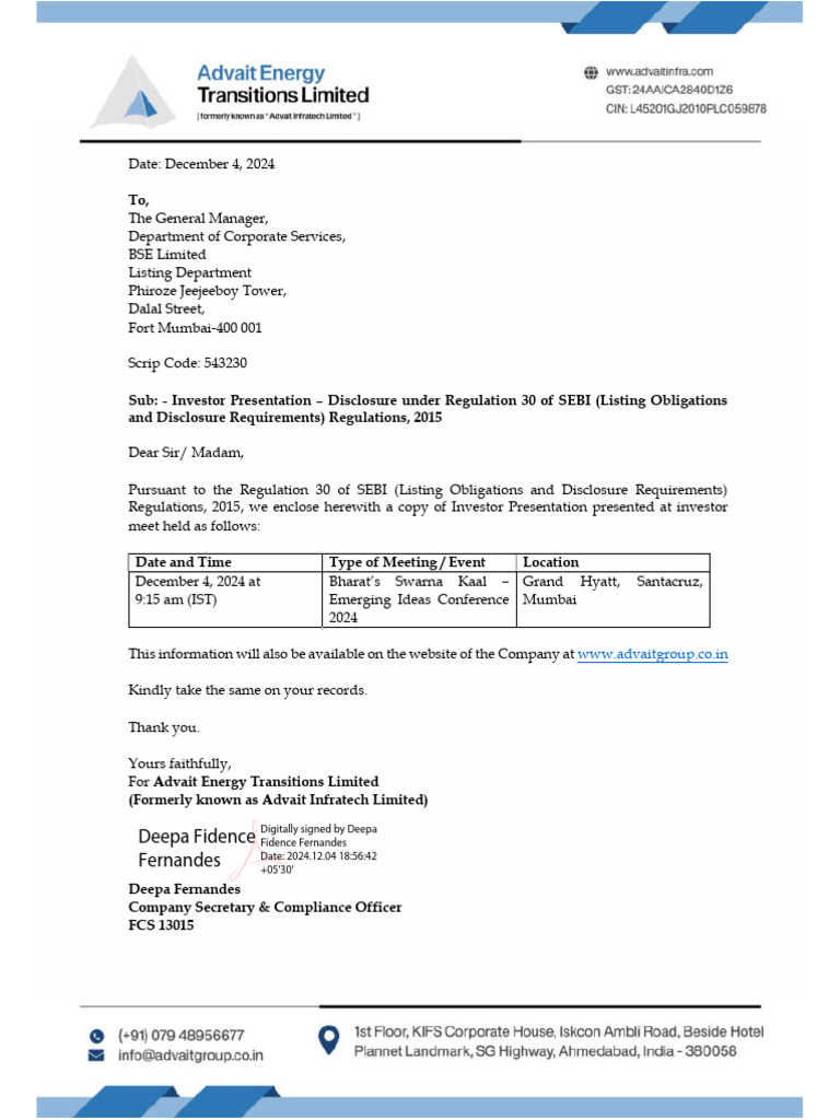Advaith Infra Presentation | PDF | Electric Power Transmission | Climate Change Mitigation