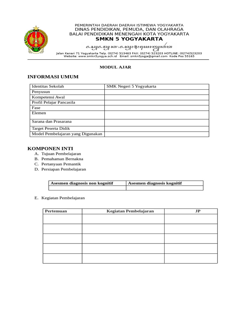 Form Modul Ajar | PDF