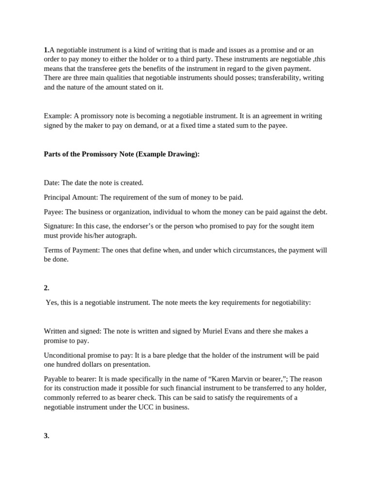 M04 Written Assignment Negotiable Instruments | PDF | Negotiable ...