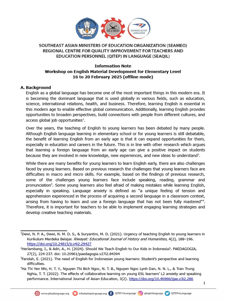 Participant Information Note Workshop EMD With MEXT | PDF | Foreign ...