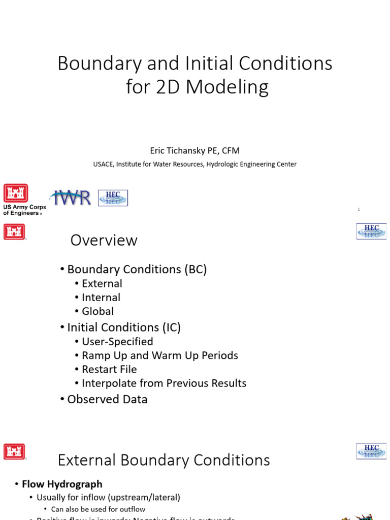 Boundary and Initial Conditions For 2D Modeling: Eric Tichansky PE, CFM ...