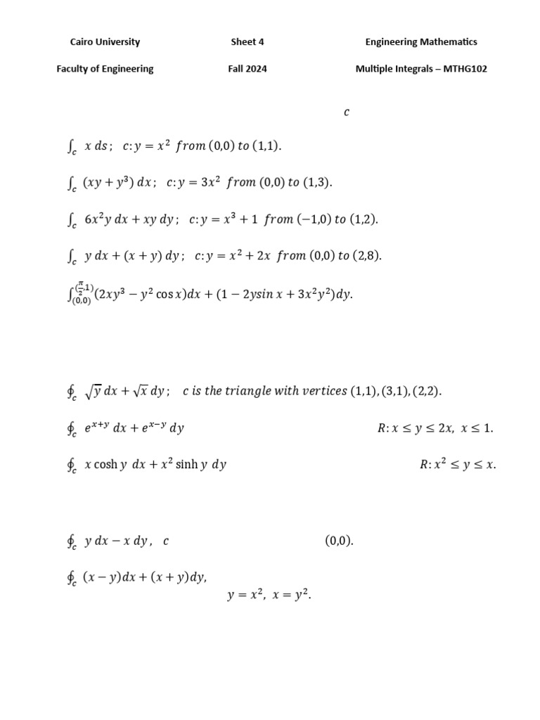 Engineering Mathematics: Line Integrals | PDF