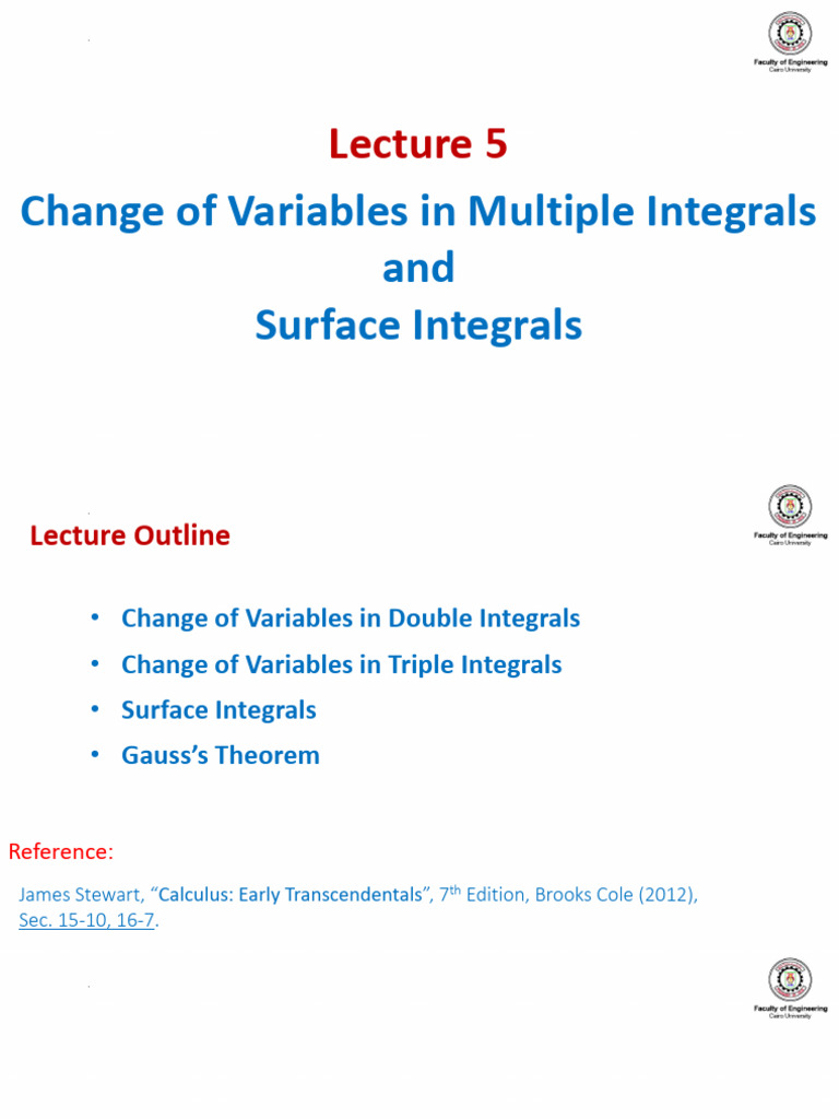 Change of Variables in Integrals | PDF | Integral | Mathematical Analysis