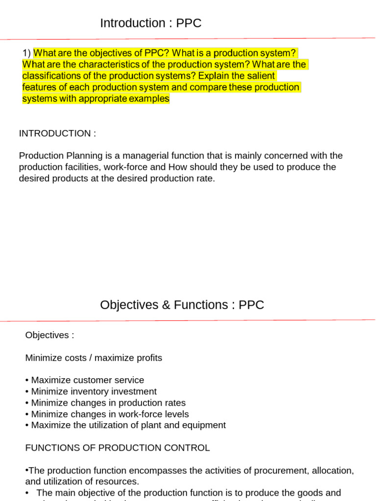 PPC1 - Unit 1 - Introduction - Types of Production Systems | PDF | Mass ...