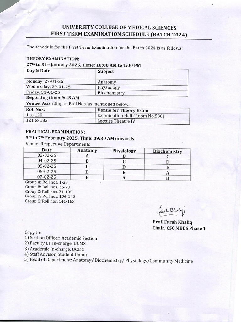Term Test Exam (MBBS Batch-2024) | PDF
