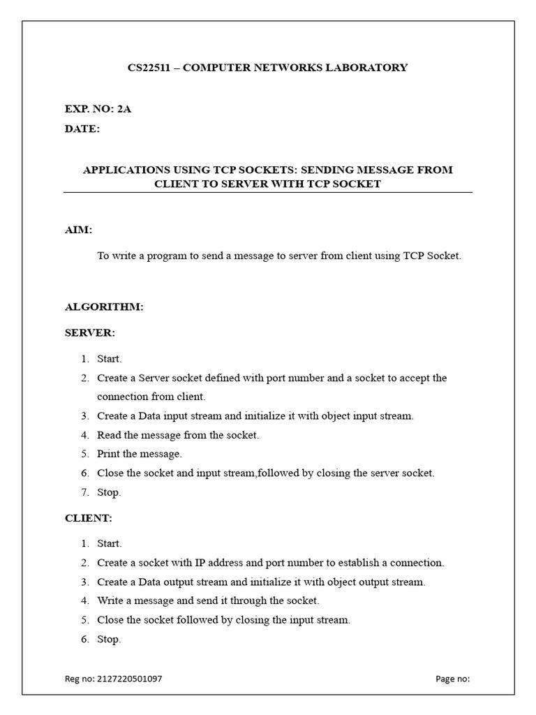 EXP2A | PDF | Network Socket | Port (Computer Networking)