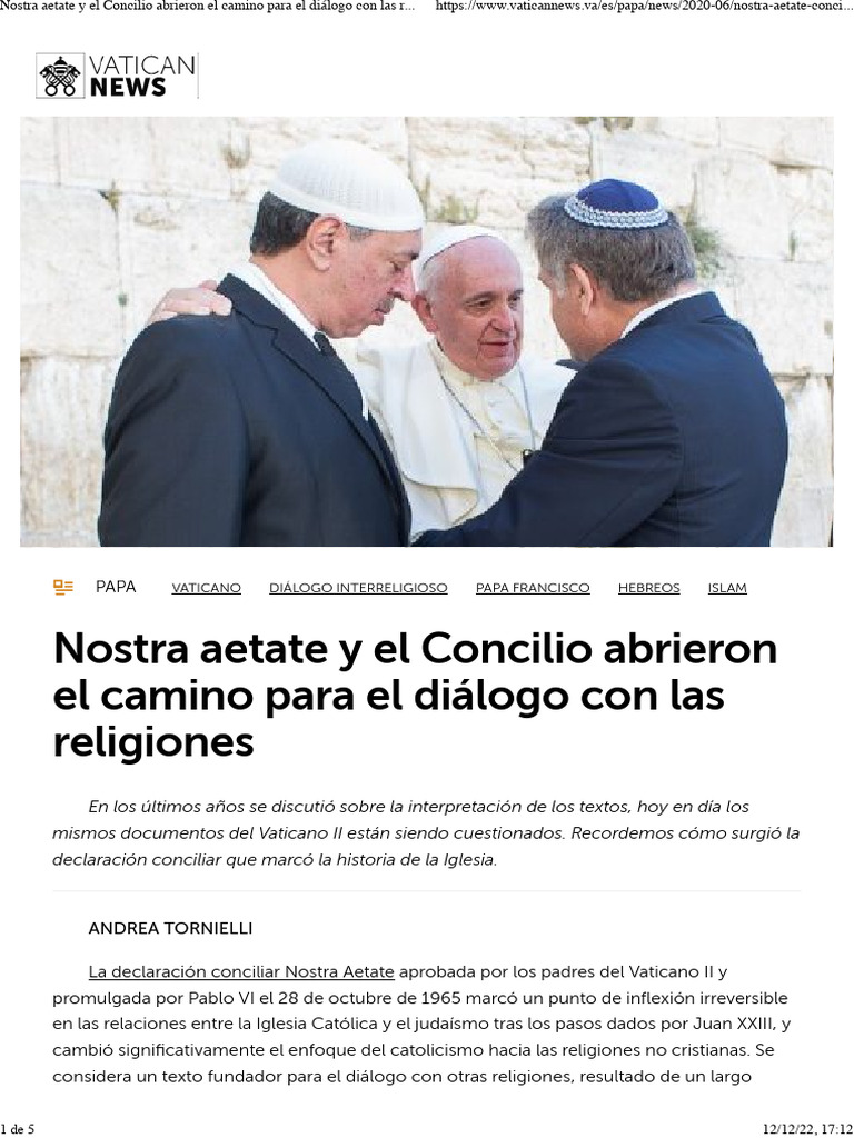Nostra Aetate y El Concilio Abrieron El Camino para El Diálogo Con Las ...