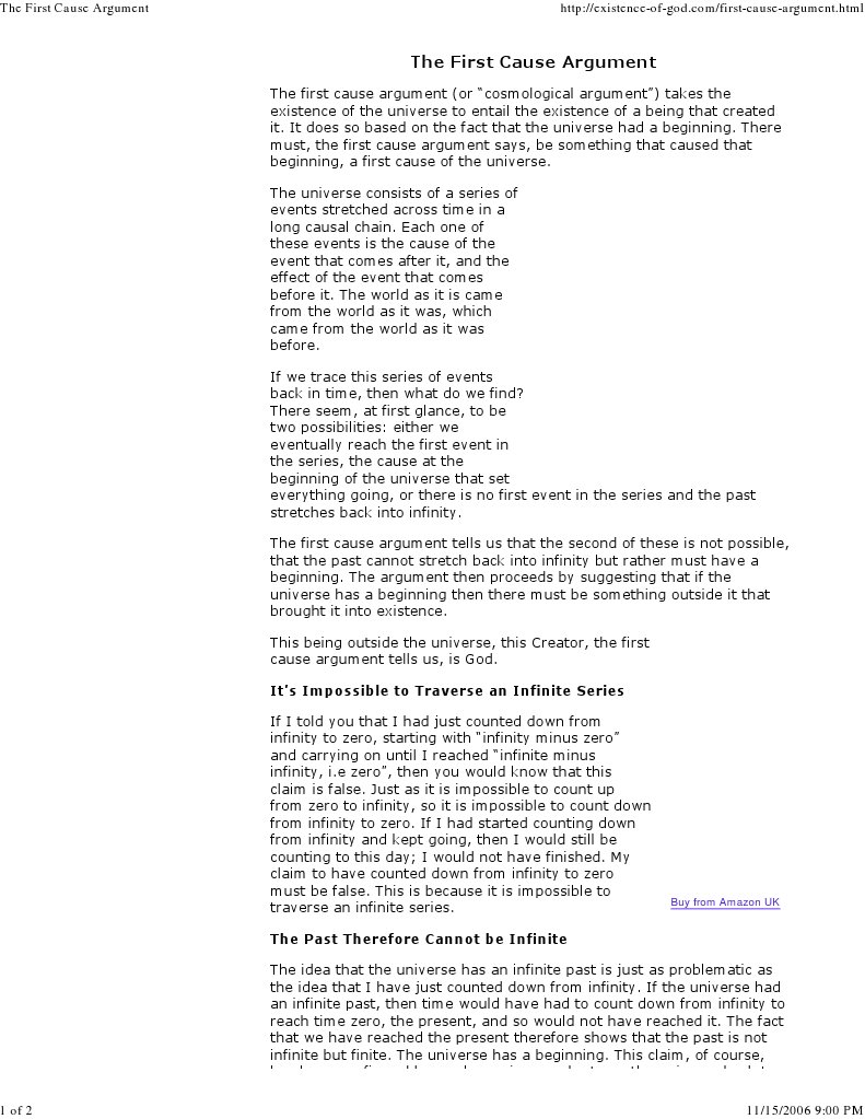 First Cause Argument Explained | PDF