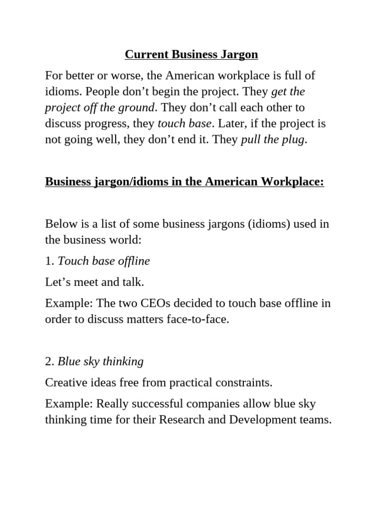 Current Business Jargon | PDF
