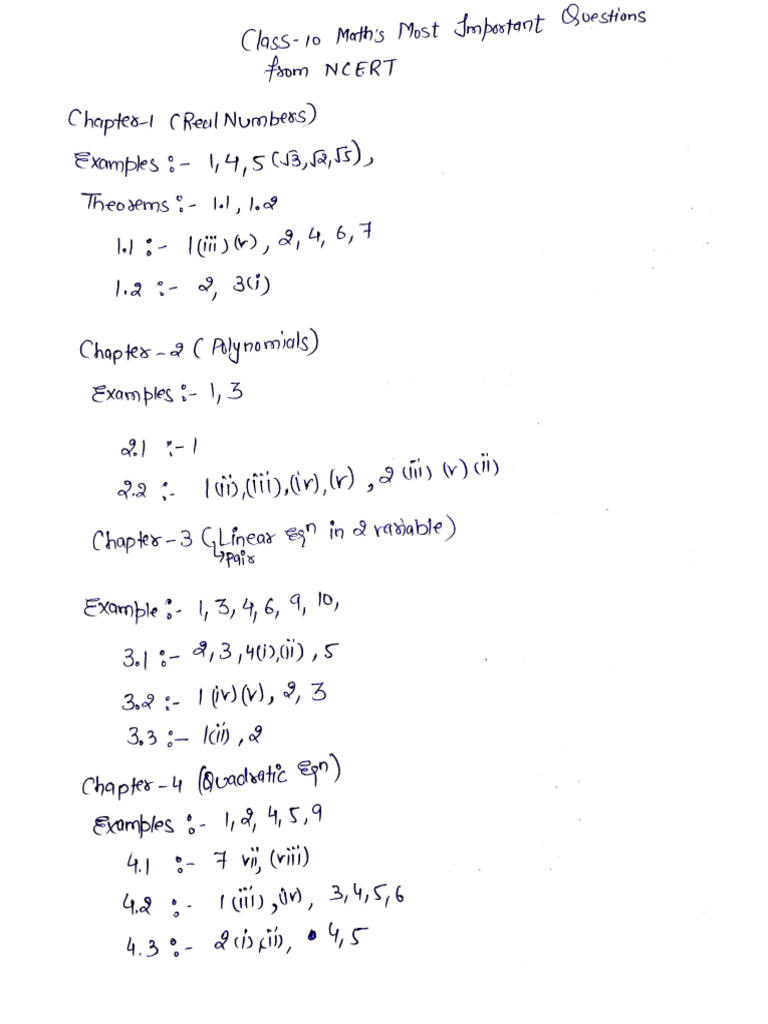 Class 10 Maths Guaranteed Questions For Boards | PDF