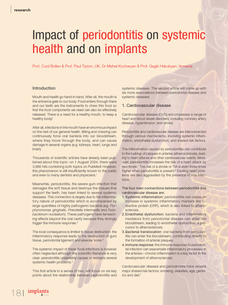 Impact of Periodontitis On Systemic Health and On Implants | PDF ...