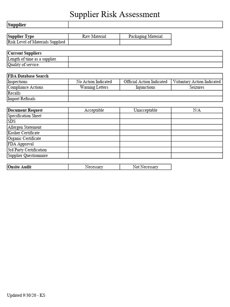 Supplier Risk Assessment (1) | PDF