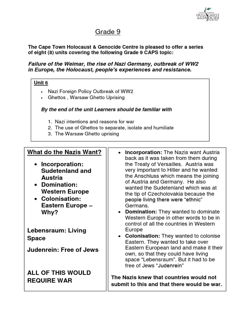 Nazi Foreign Policy and Ghettos in WW2 | PDF | Nazi Germany | The Holocaust