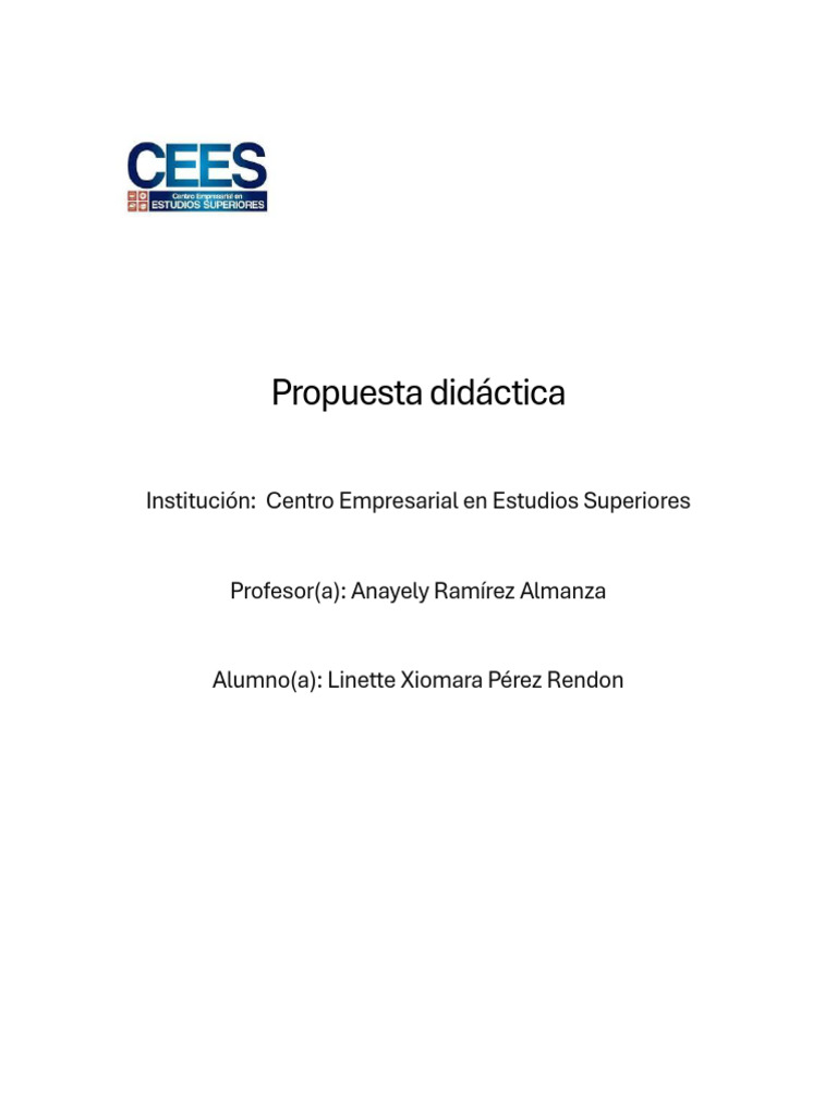 Propuesta Didáctica PRLX CEES | PDF | Entorno natural | Aprendizaje