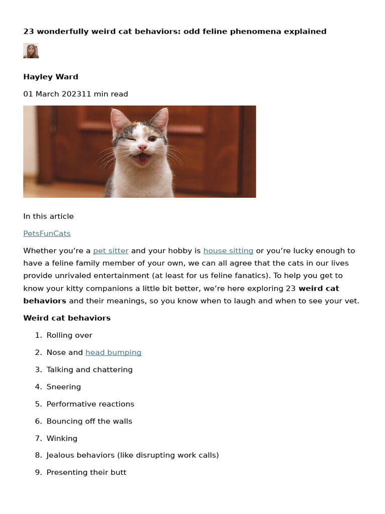 Cat Lovers' Guide to Quirky Behaviors | PDF | Cats