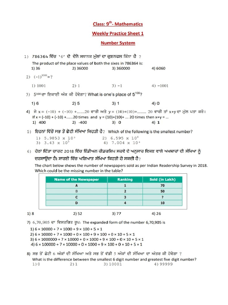 Maths Worksheet | PDF