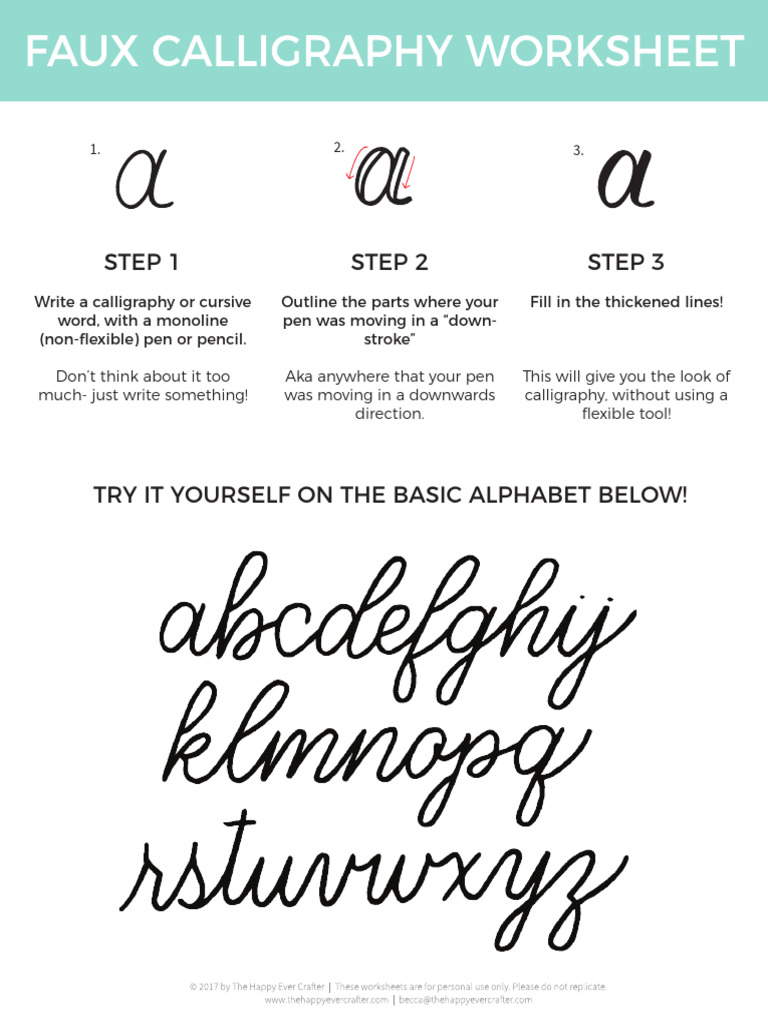 Faux Calligraphy Worksheet | PDF