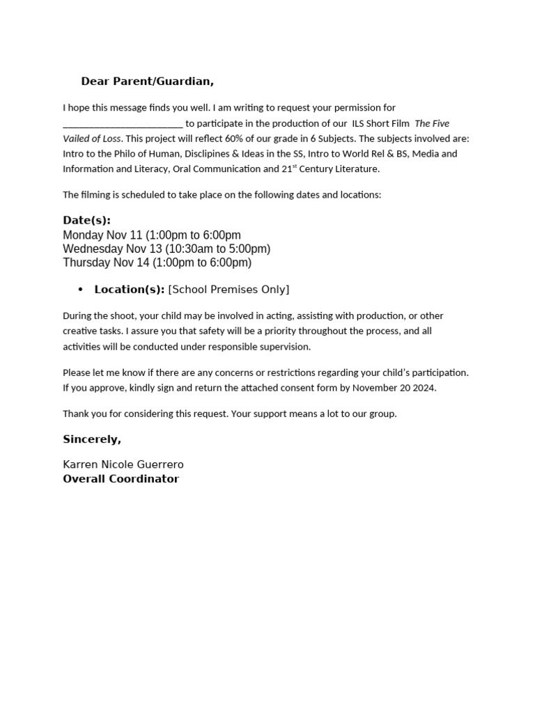 Dear ParentGuardian | PDF