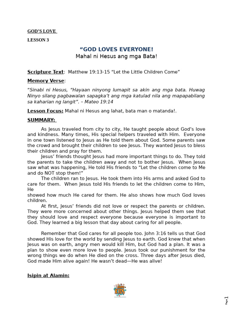God's Love for Children in Matthew 19 | PDF | Jesus | New Testament Content