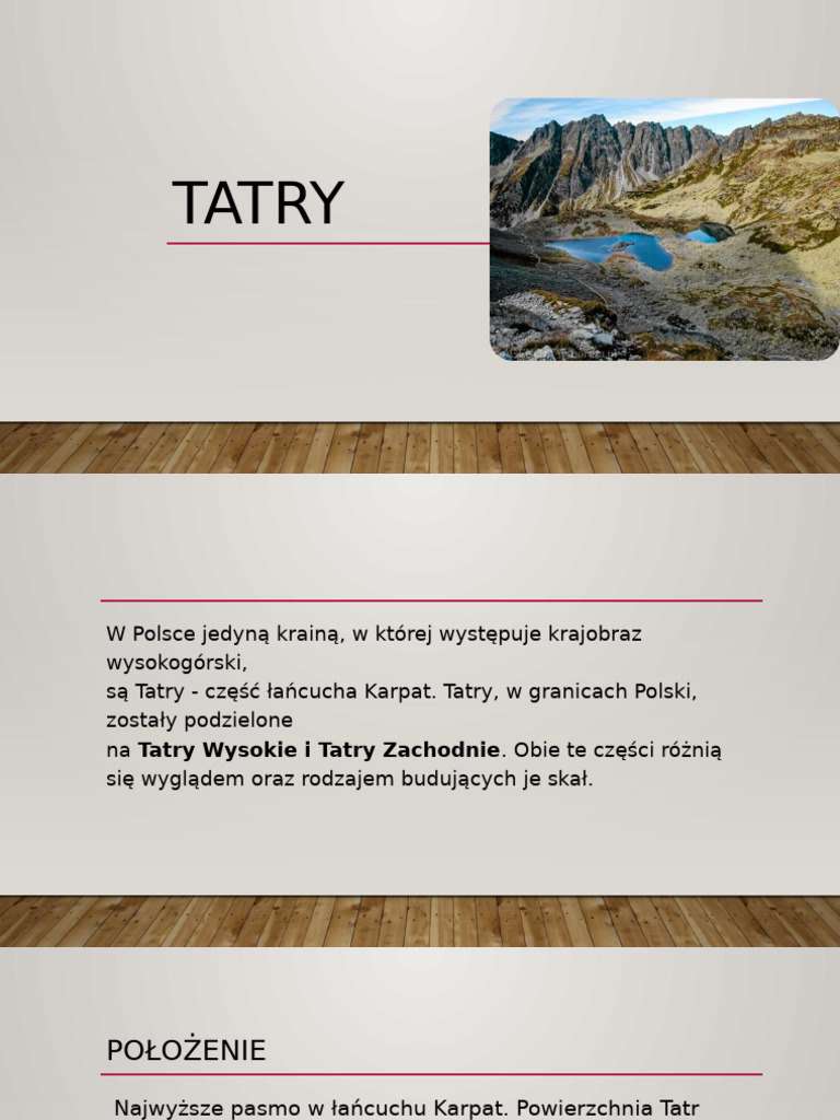 Prezentacja Geografia Tatry | PDF