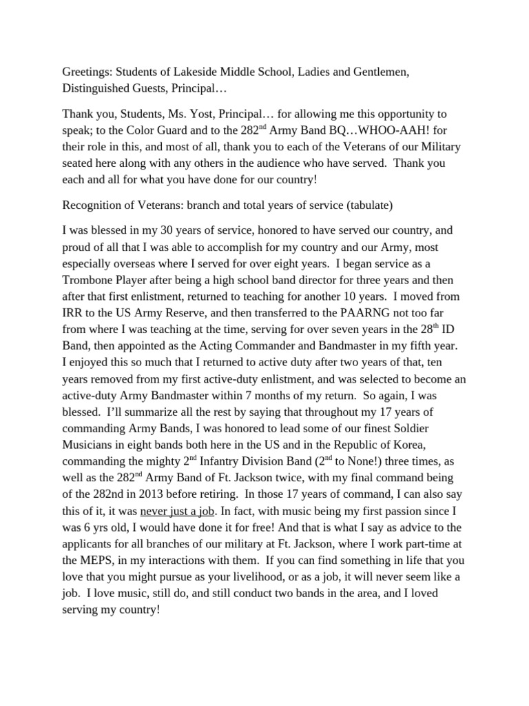 Veterans Day speech | PDF | Korean War | Military