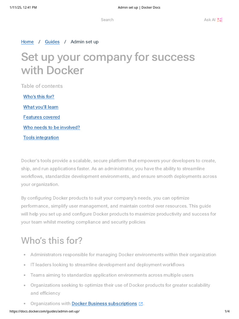 Admin Set Up - Docker Docs | PDF | Scalability | Information Technology